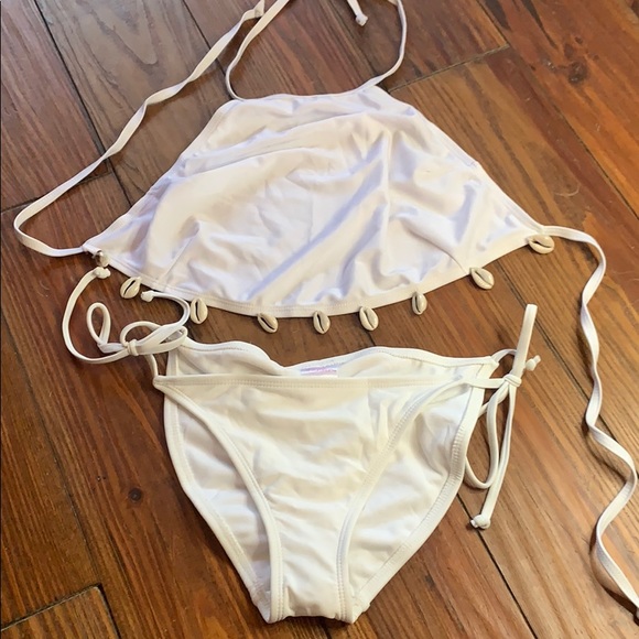 Xhilaration | Swim | White Bikini With Shell Halter Small New | Poshmark